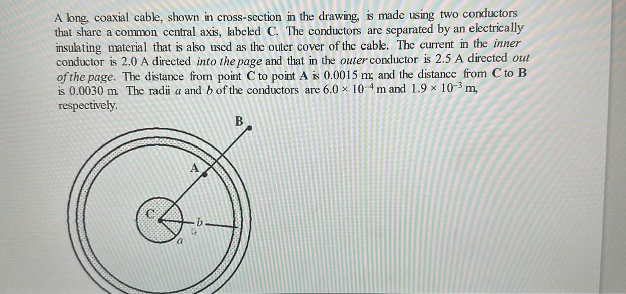 Solved A long, coaxial cable, shown in cross-section in the | Chegg.com