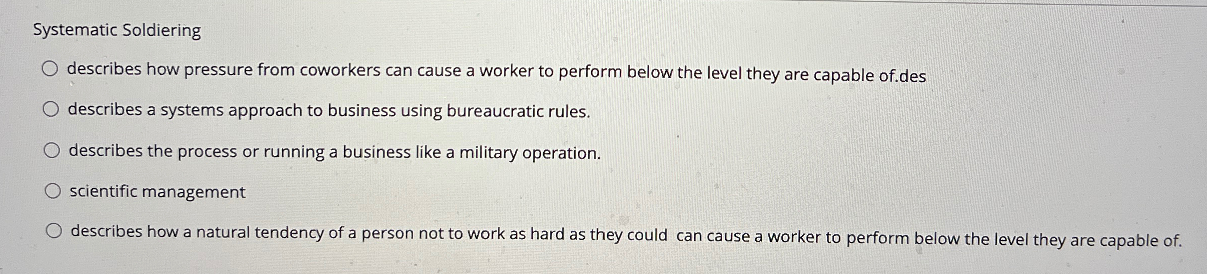 Solved Systematic Soldieringdescribes how pressure from | Chegg.com