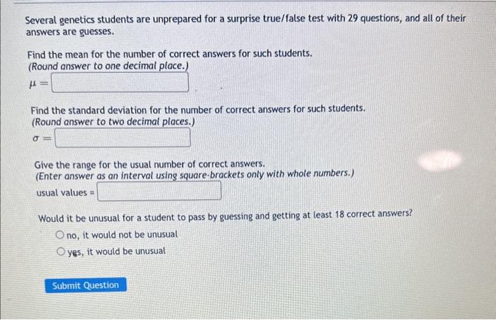 Solved Several genetics students are unprepared for a | Chegg.com