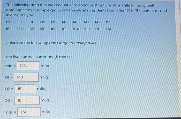 Solved The five number summary is used to create a certain | Chegg.com