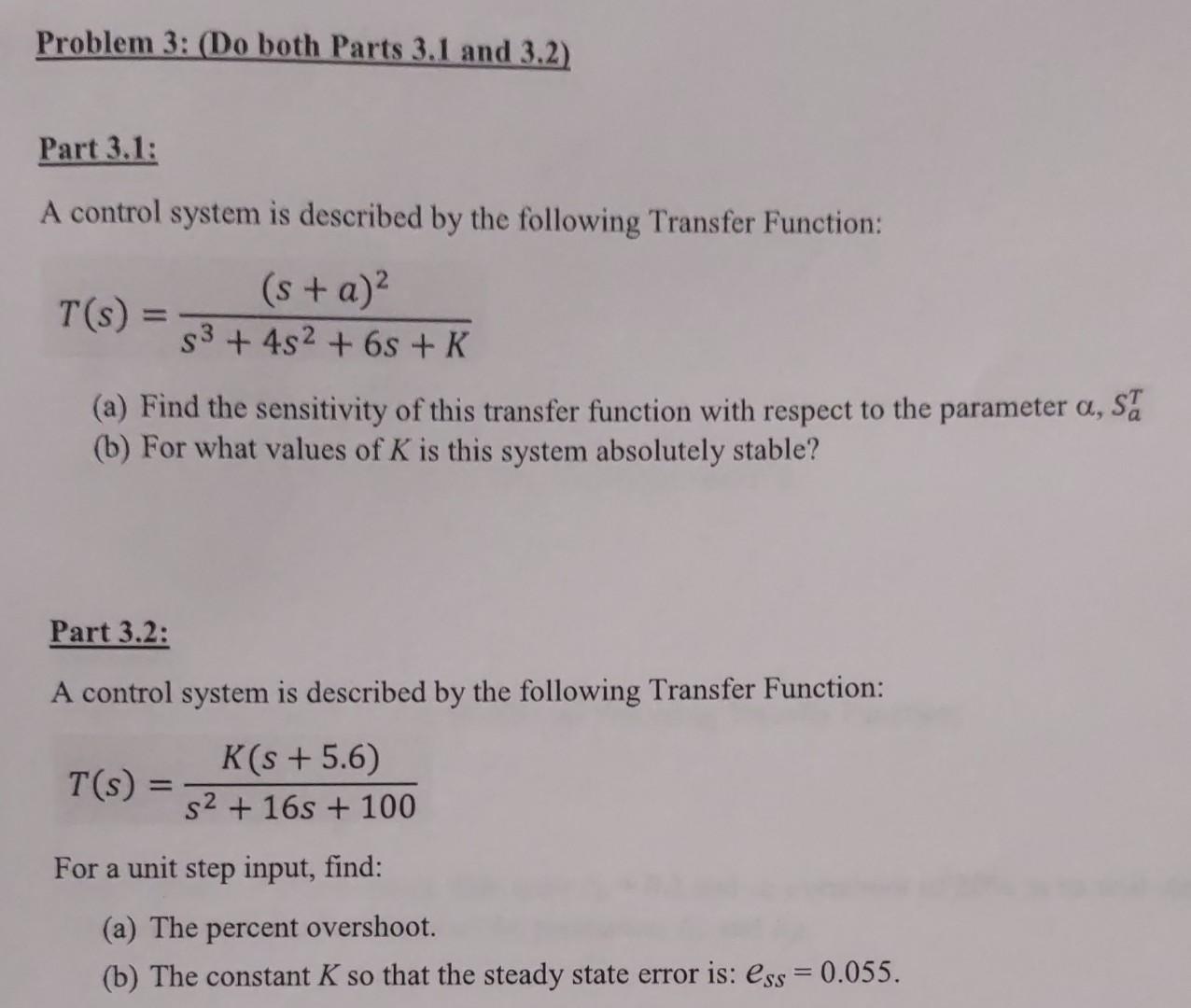 Solved Problem 3: (Do both Parts 3.1 and 3.2) Part 3.1: A | Chegg.com