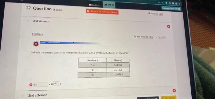 Solved > 06/03/22 91% LAUNCH TUTORIAL LESSON COAST Taural | Chegg.com