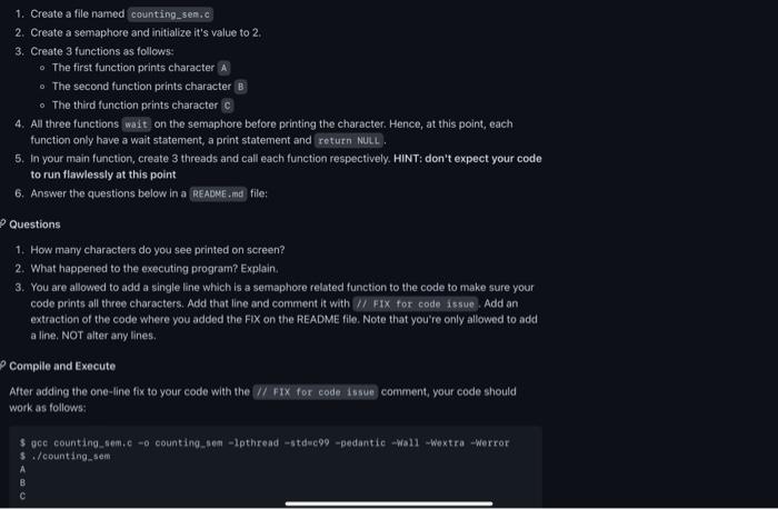 Solved 1. Create a file named counting_sear.c 2. Create a | Chegg.com