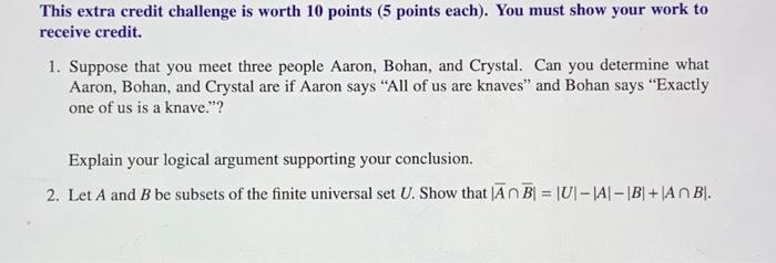 Solved This extra credit challenge is worth 10 points ( 5 | Chegg.com