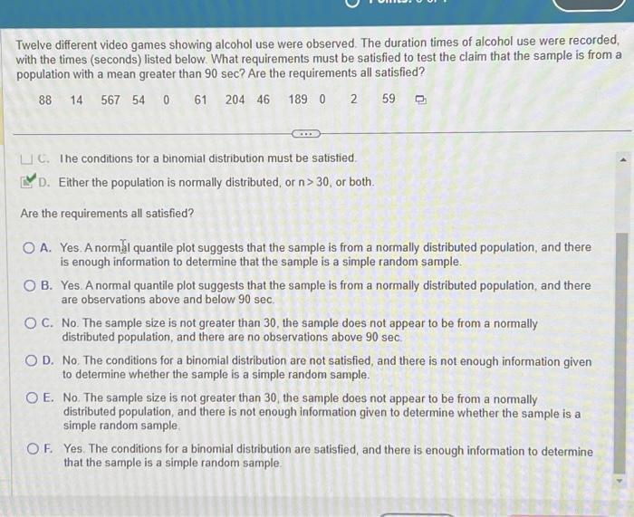 Solved Twelve different video games showing alcohol use were | Chegg.com