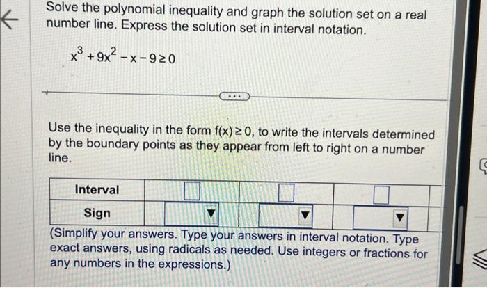 Solved Solve the polynomial inequality and graph the | Chegg.com