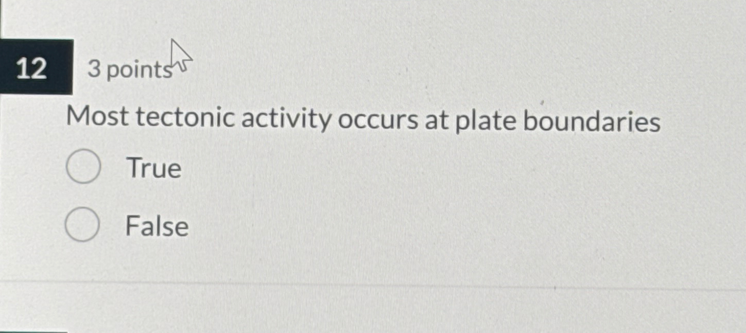 Solved 3 pointsMost tectonic activity occurs at plate | Chegg.com Solved 3 pointsMost tectonic activity occurs at plate | Chegg.com