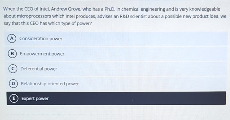 Solved When the CEO of Intel, Andrew Grove, who has a Ph.D. | Chegg.com