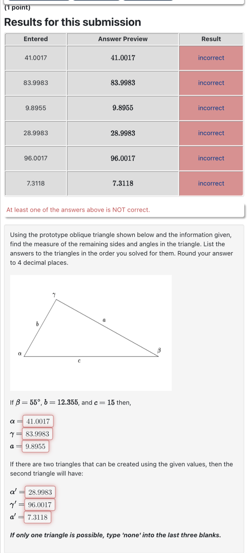 Solved by an EXPERT HELP PLEASEUsing the prototype oblique triangle shown | Chegg.com