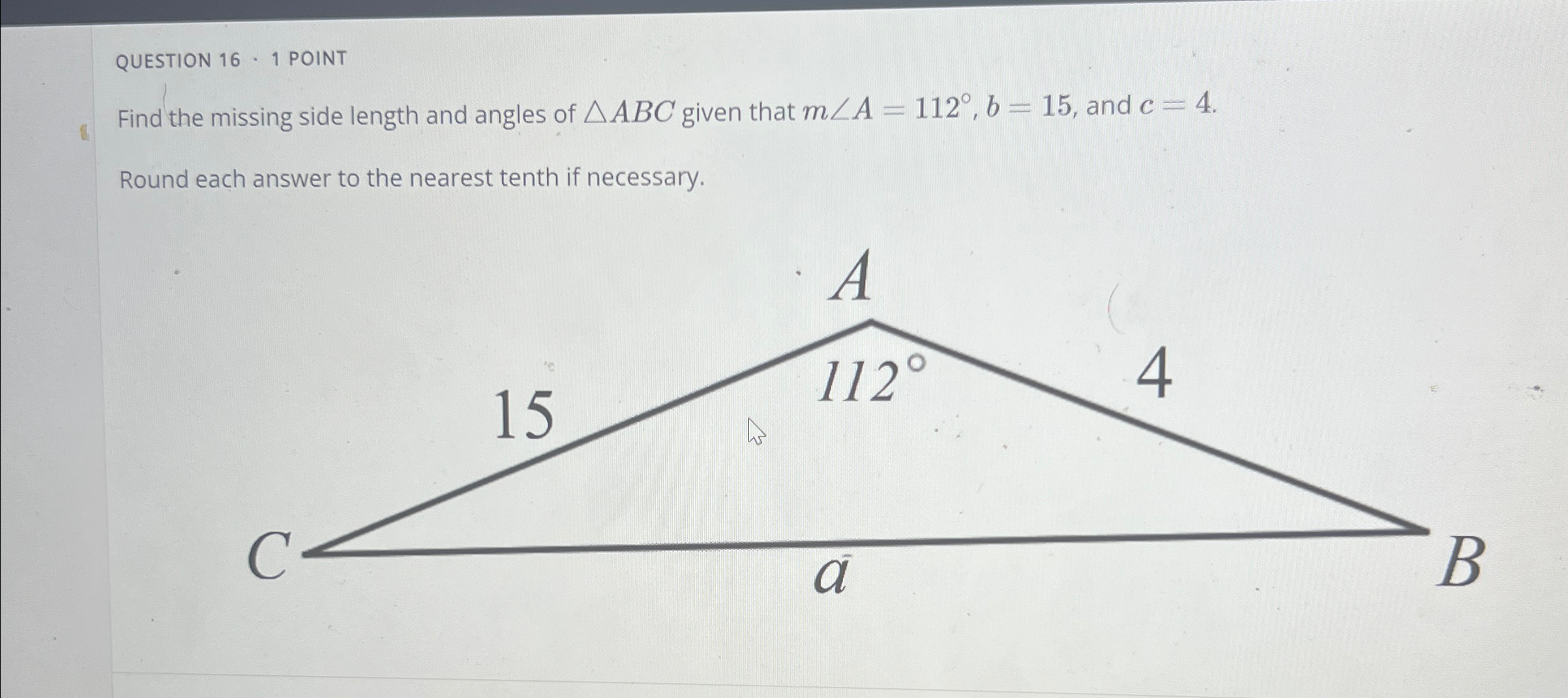 Solved QUESTION 16 - 1 ﻿POINTFind the missing side length | Chegg.com