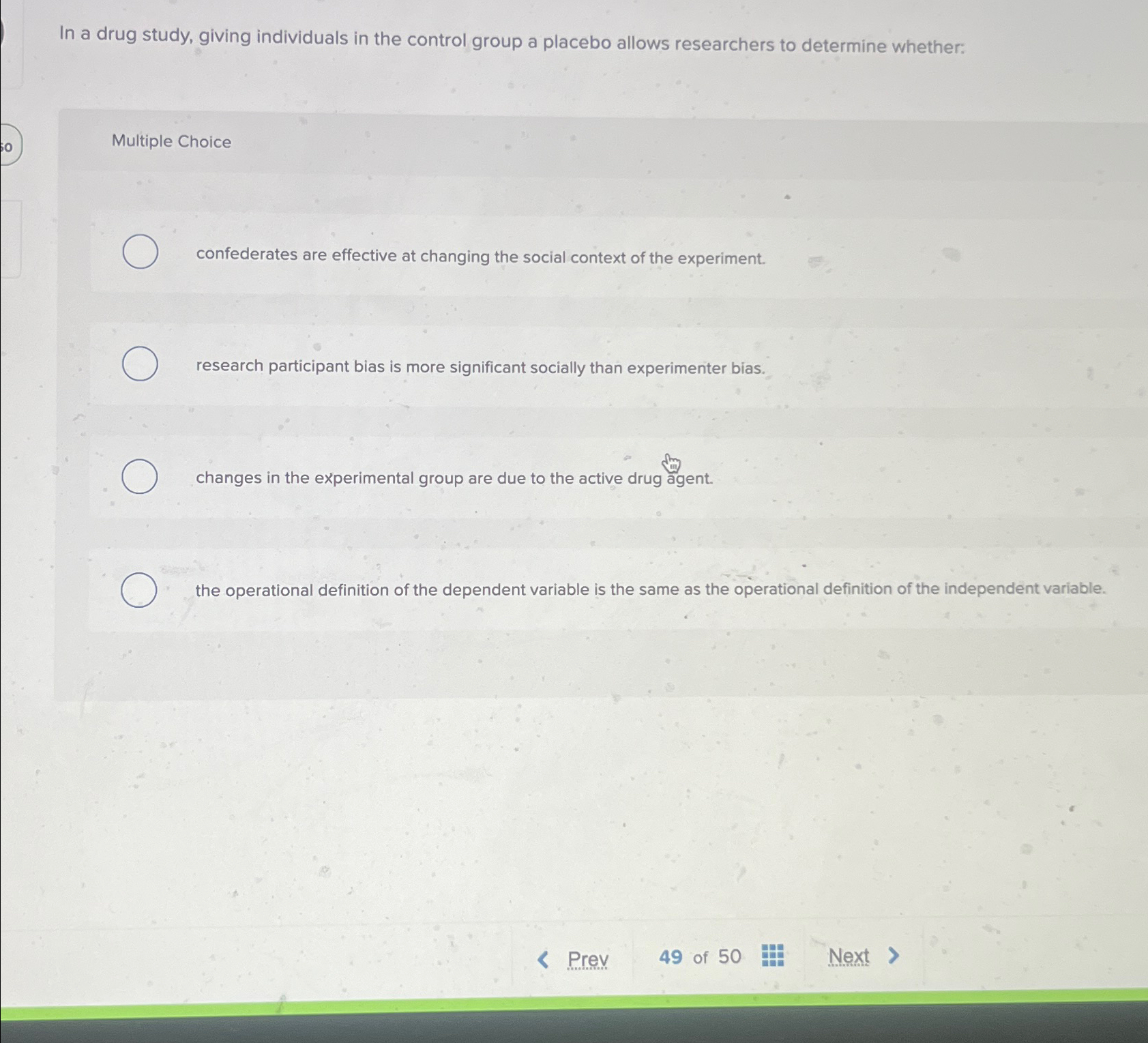 Solved In a drug study, giving individuals in the control | Chegg.com