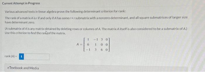 Solved Various advanced texts in linear algebra prove the | Chegg.com