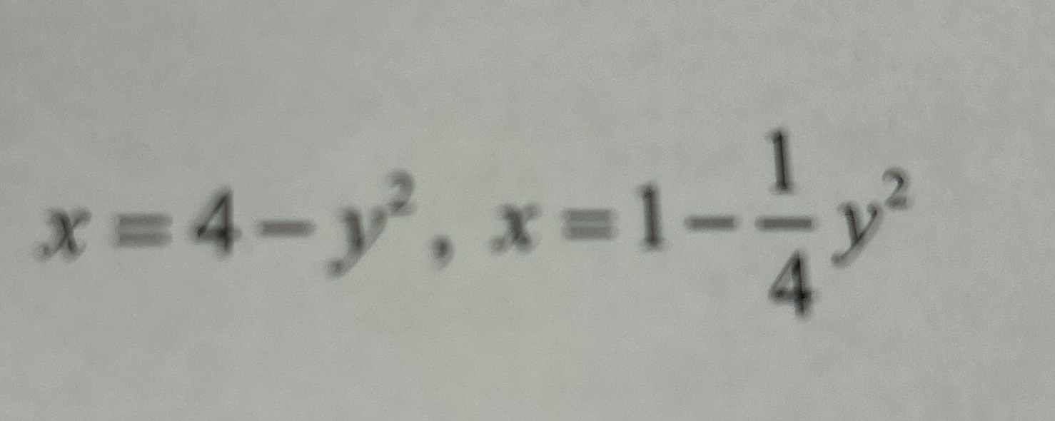 Solved x=4-y2,x=1-14y2, ﻿set up the intergals with respect | Chegg.com