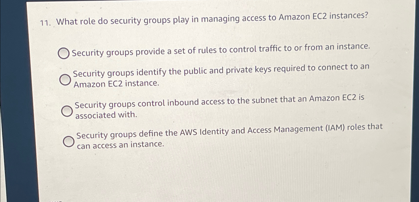 Solved What role do security groups play in managing access | Chegg.com
