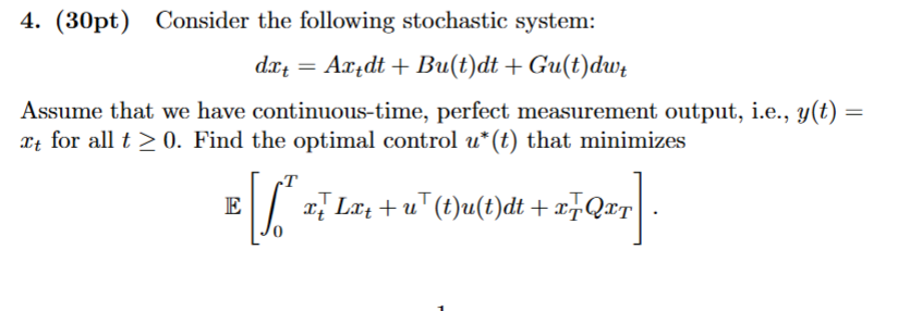 Solved (30pt) ﻿Consider the following stochastic | Chegg.com