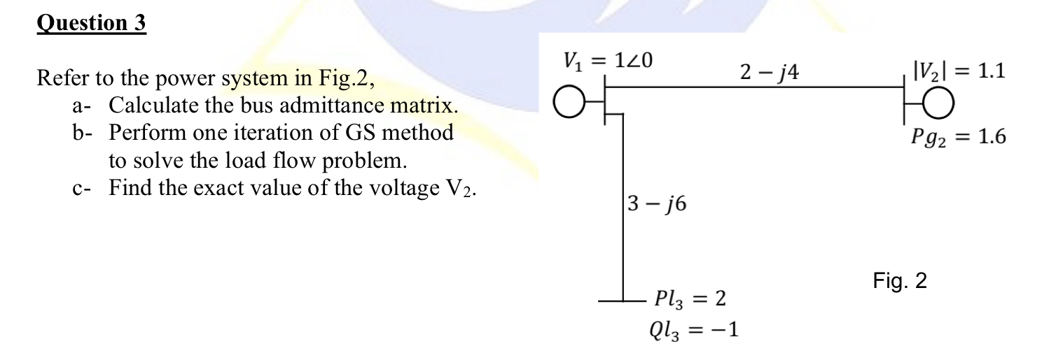 Solved Question 3Refer to the power system in Fig.2,a- | Chegg.com