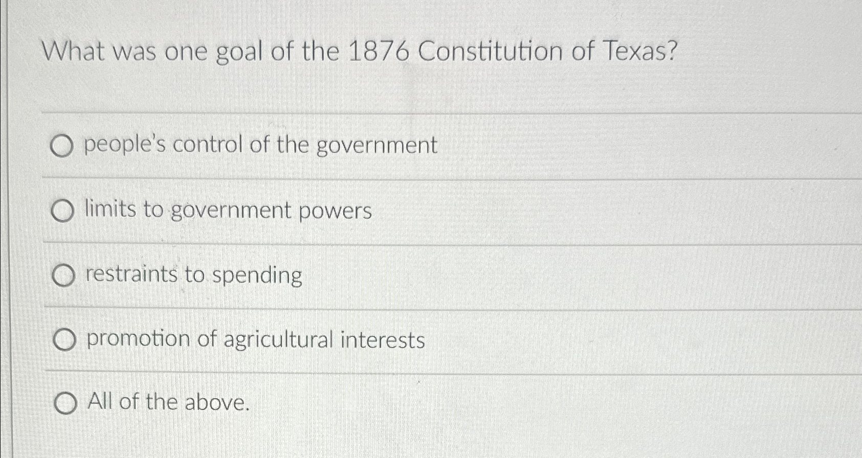 Solved What was one goal of the 1876 ﻿Constitution of | Chegg.com