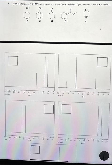 Solved 8. Match the following " C NMR to the structures | Chegg.com