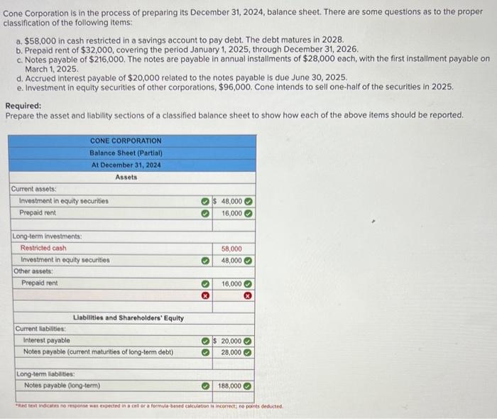 Solved Cone Corporation is in the process of preparing its | Chegg.com