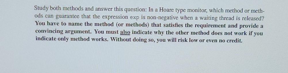 (a) [10 points) Suppose in a Hoare type monitor a | Chegg.com