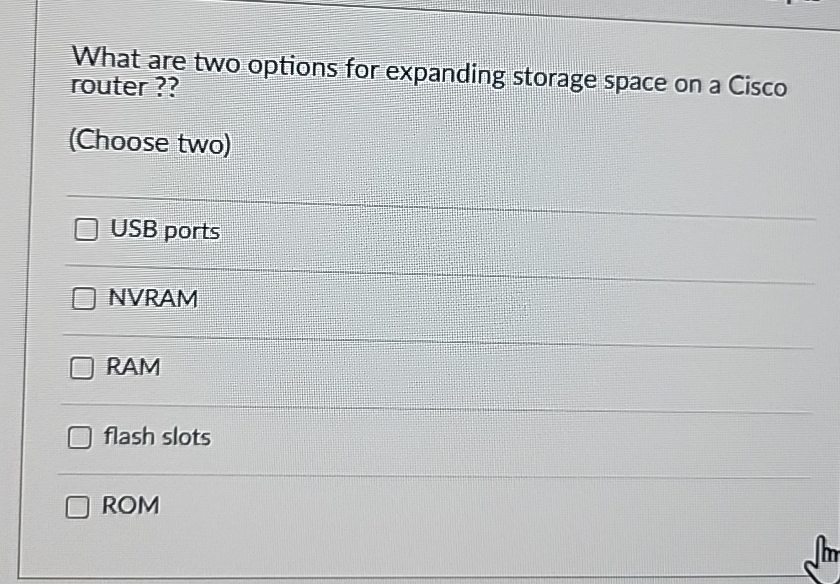 Solved What are two options for expanding storage space on a | Chegg.com
