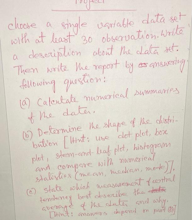 Solved Choose A Single Variable Data Set With At Least 30 1708