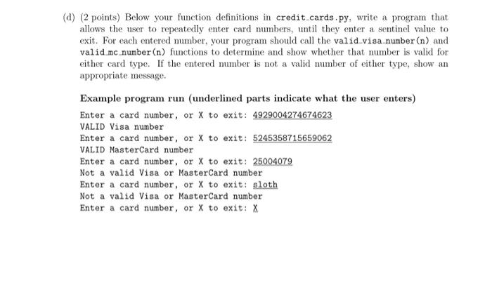 Solved 2. Credit card numbers are not completely random | Chegg.com