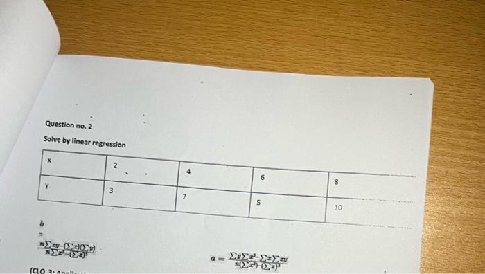 Solved Question no. 2 Solve by linear regression | Chegg.com