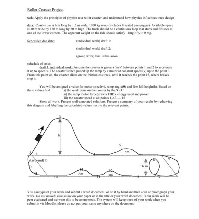Solved Roller Coaster Project task: Apply the principles of | Chegg.com