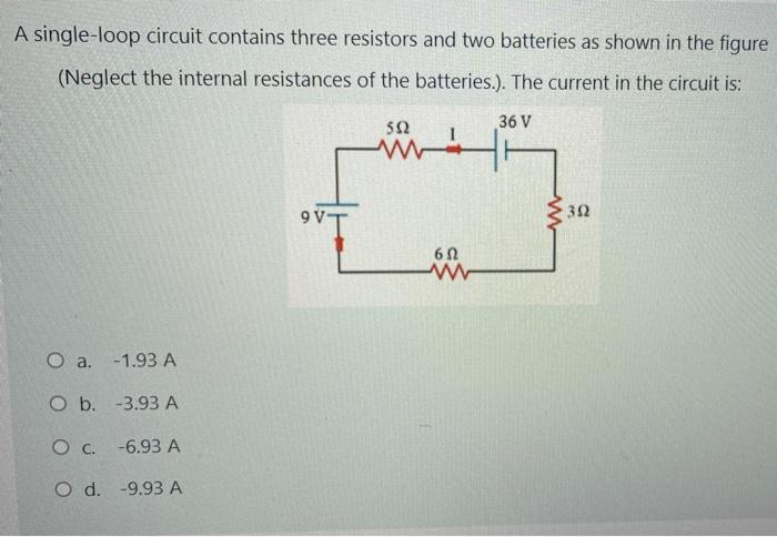 Solved A single-loop circuit contains three resistors and | Chegg.com