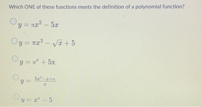 Solved Which ONE of these functions meets the definition of | Chegg.com