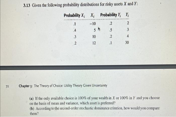Solved 3.13 Given the following probability distributions | Chegg.com