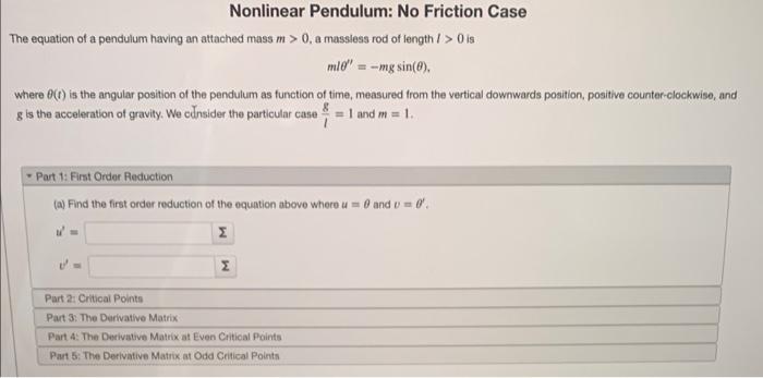 Solved The equation of a pendulum having an attached mass | Chegg.com