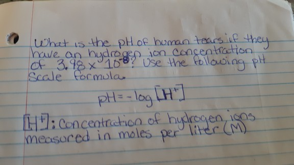 Solved What is the pH of human tears if they have, on | Chegg.com