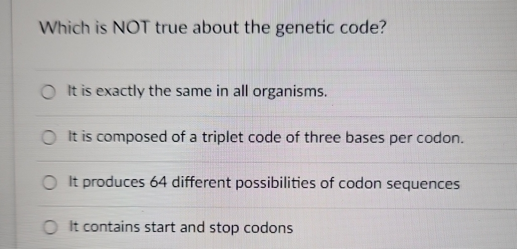 Solved Which is NOT true about the genetic code?It is | Chegg.com