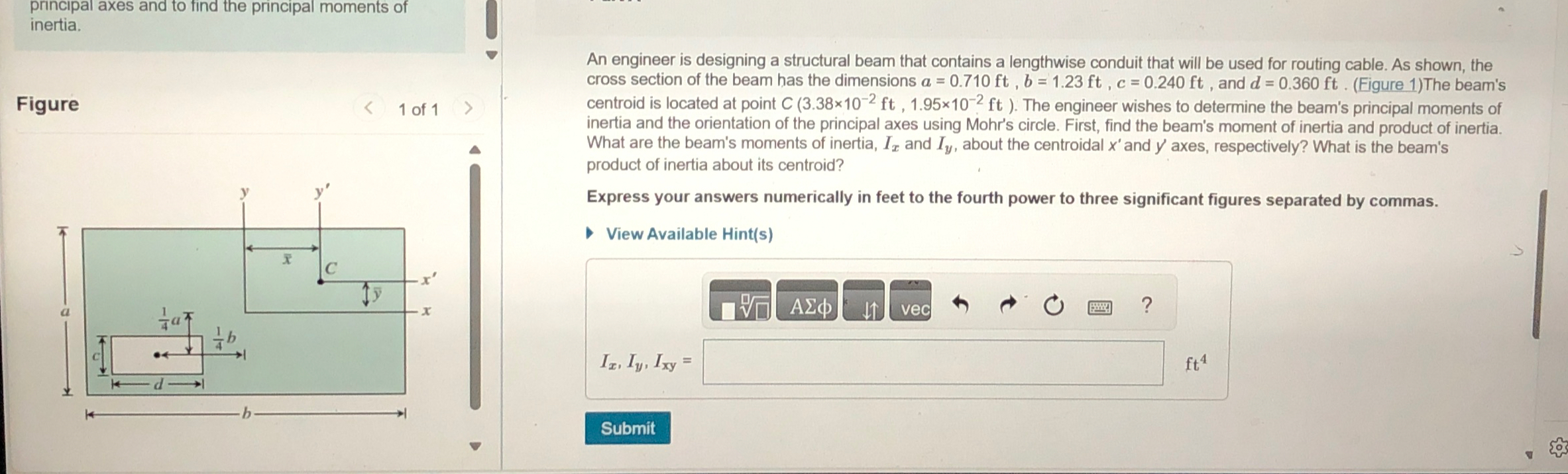 Solved principal axes and to find the principal moments of | Chegg.com