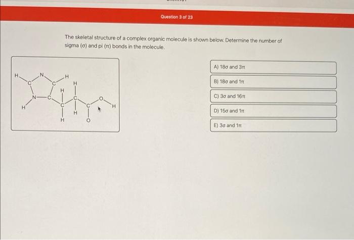 Solved Question 3 of 23 The skeletal structure of a complex | Chegg.com