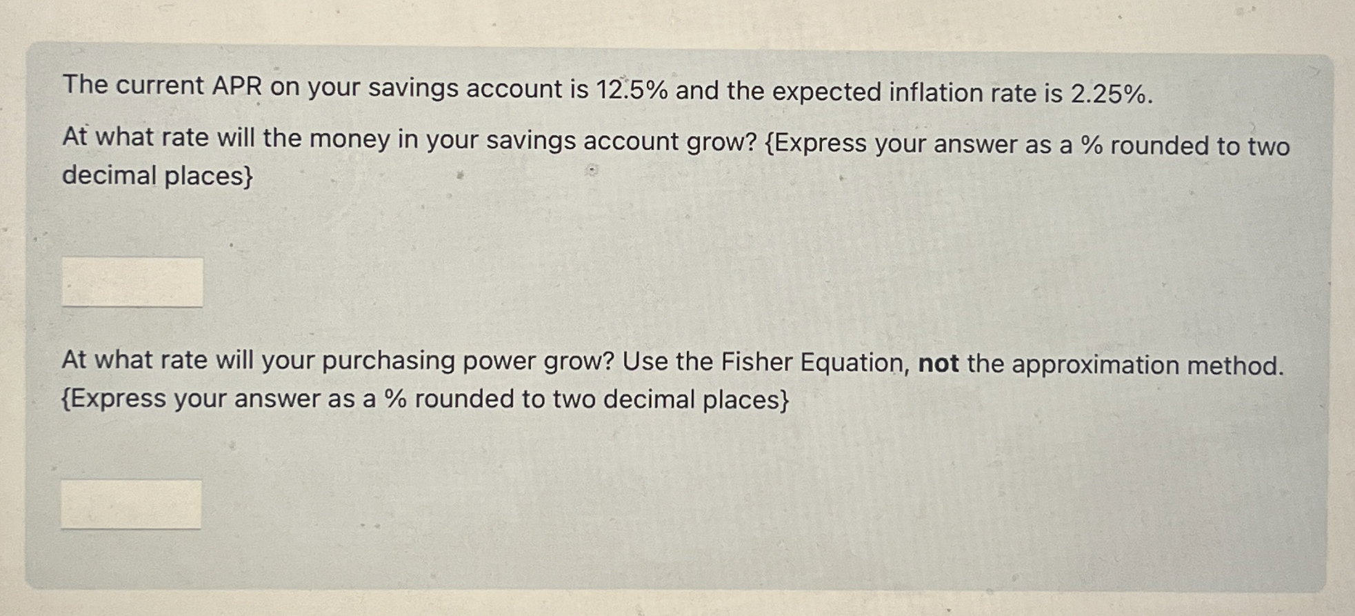 Solved The current APR on your savings account is 12.5% ﻿and | Chegg.com
