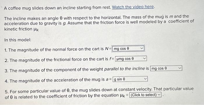 Solved A coffee mug slides down an incline starting from | Chegg.com