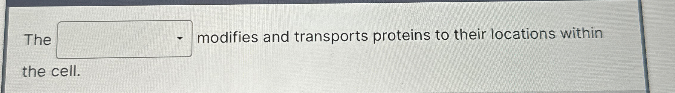 Solved The ﻿modifies and transports proteins to their | Chegg.com
