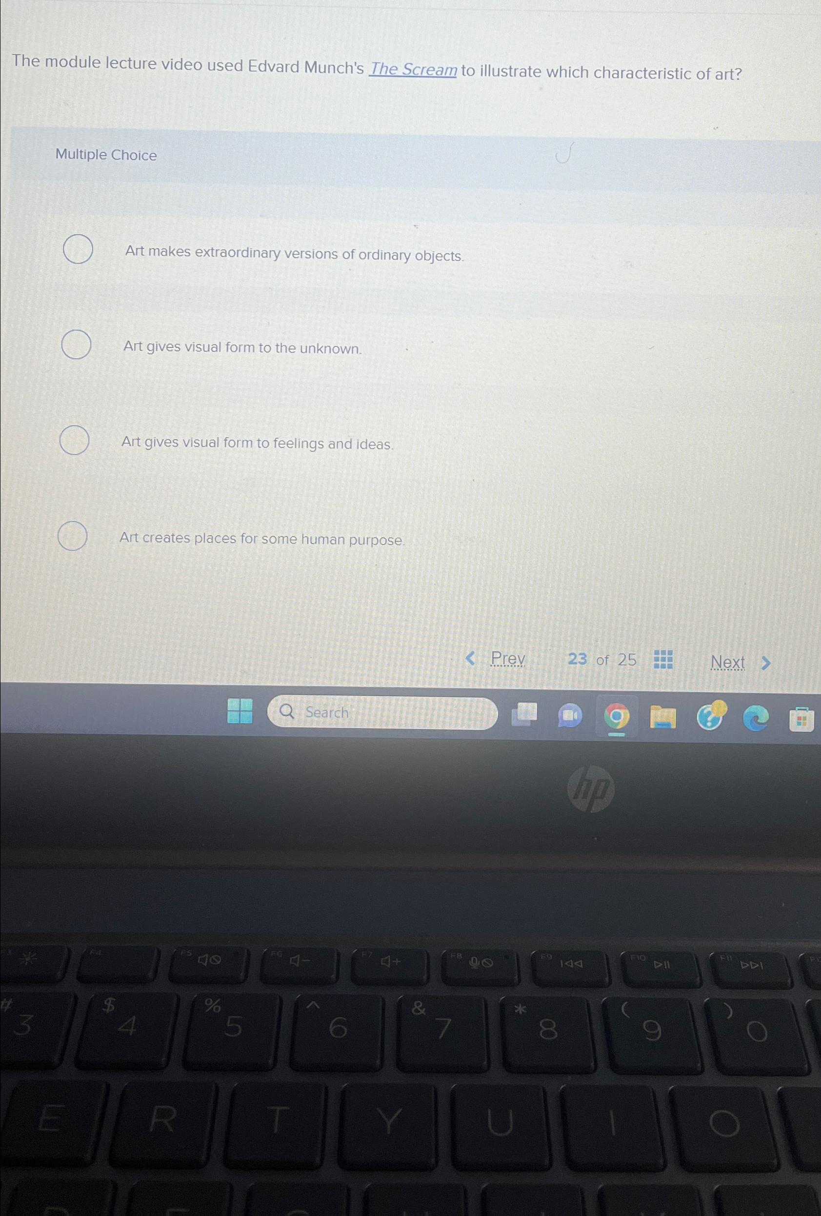 Solved The module lecture video used Edvard Munch's The | Chegg.com
