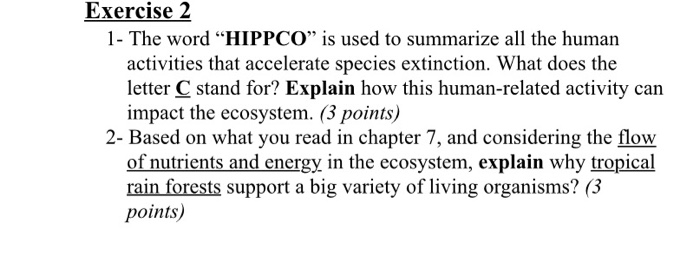 Solved Exercise 2 1- The word “HIPPCO” is used to summarize | Chegg.com