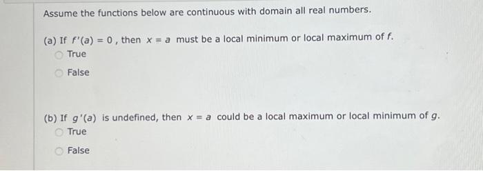Solved Assume the functions below are continuous with domain | Chegg.com