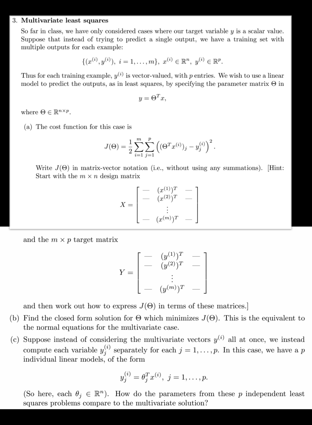 Solved Multivariate least squaresSo far in class, we have | Chegg.com