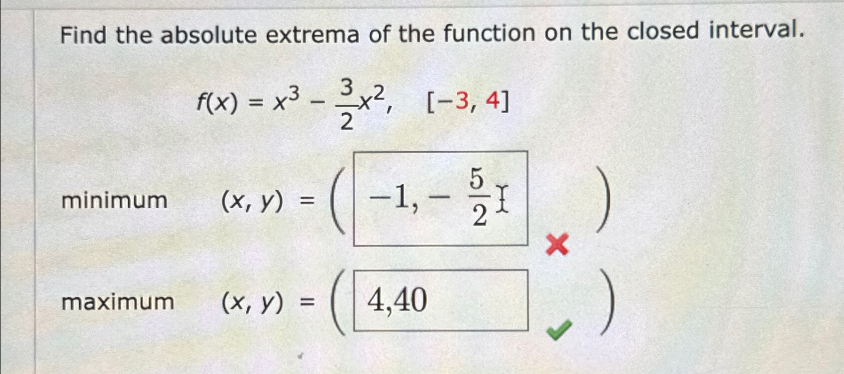 Solved Find the absolute extrema of the function on the | Chegg.com