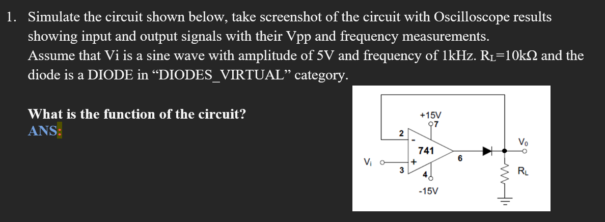 Solved Simulate the circuit shown below, take screenshot of | Chegg.com