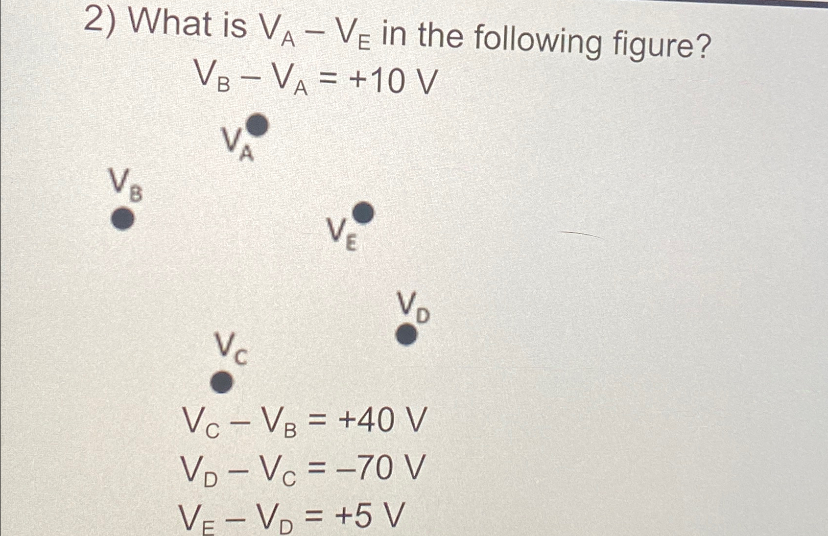 Solved What is VA-VE ﻿in the following | Chegg.com