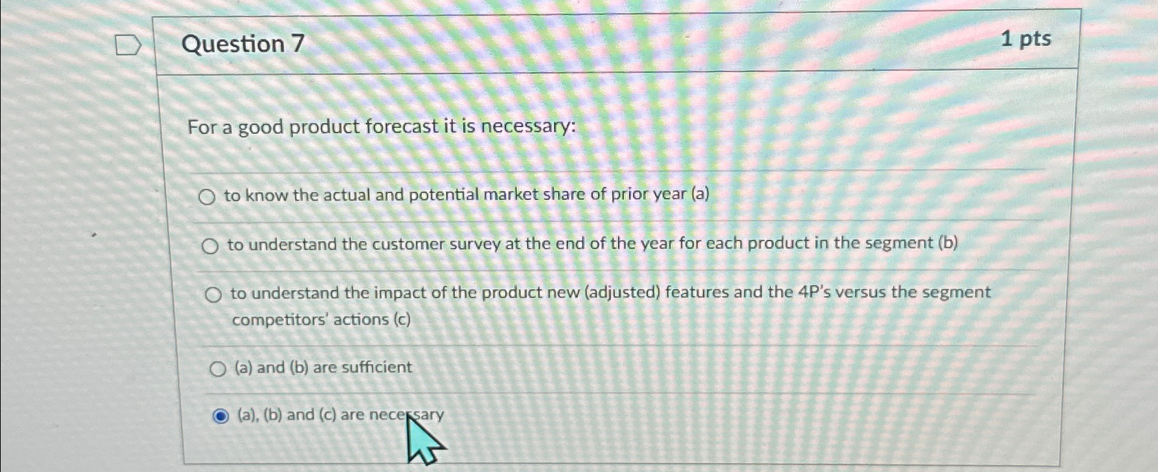 Solved Question 71 ﻿ptsFor a good product forecast it is | Chegg.com