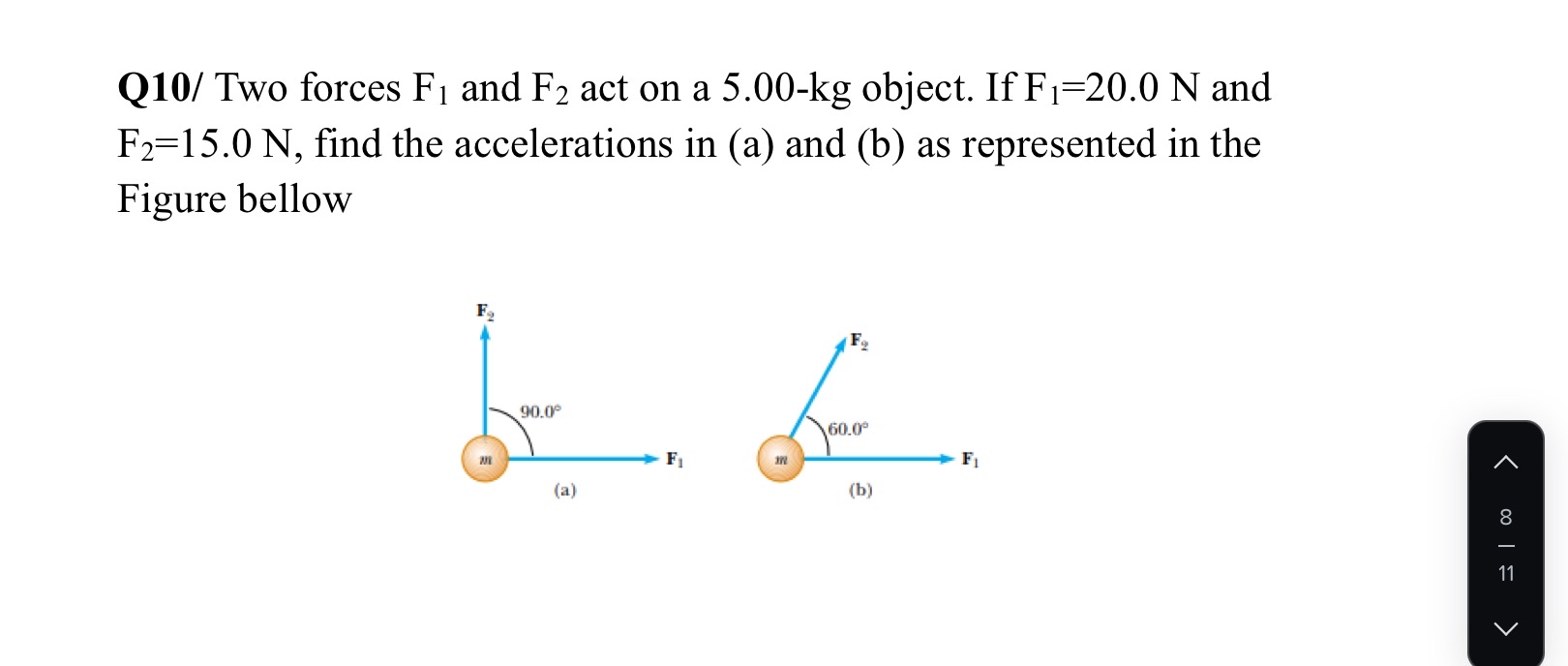 Solved Q10/ ﻿Two forces F1 ﻿and F2 ﻿act on a 5.00-kg | Chegg.com