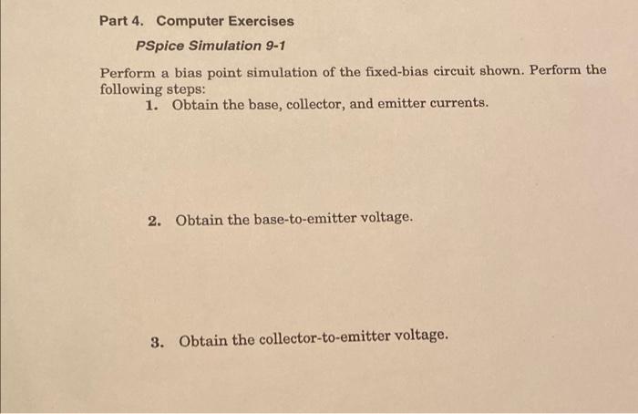Solved Part 4. Computer Exercises PSpice Simulation 9-1 | Chegg.com